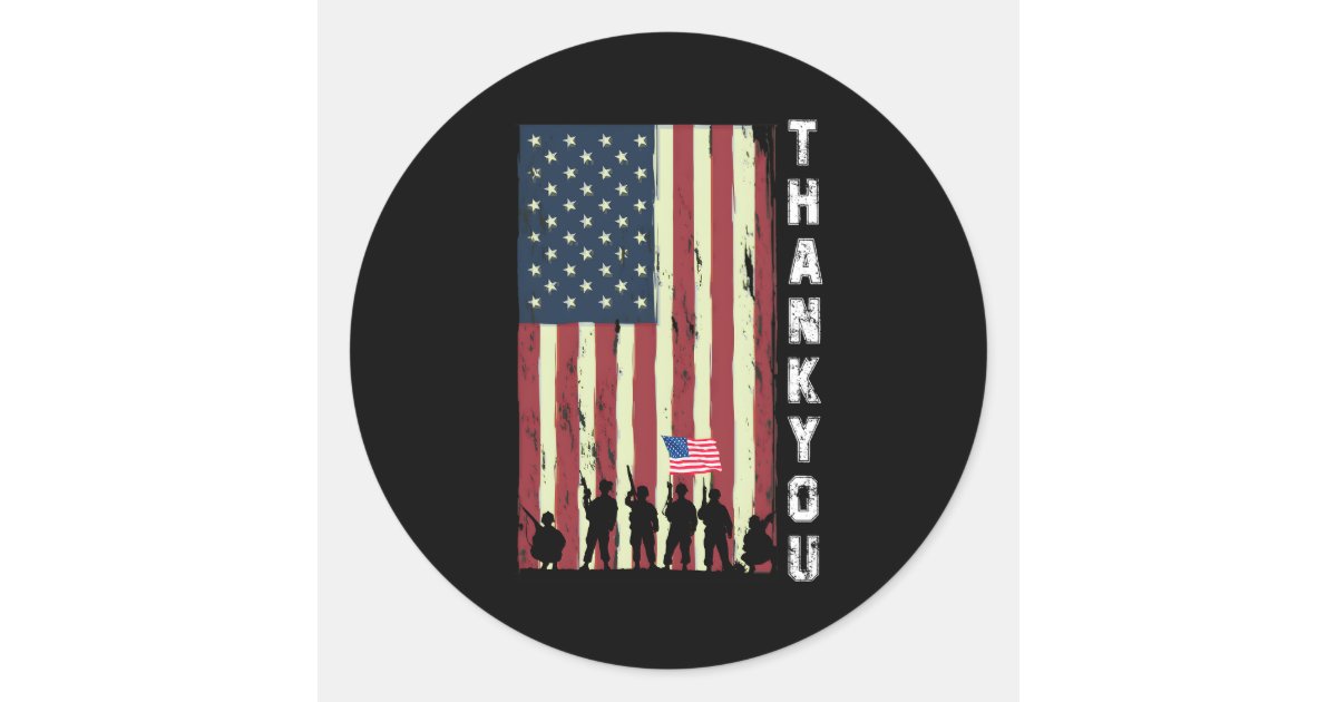 Thank You Soldier Usa Flag Patriotic Memorial Day Classic Round Sticker ...