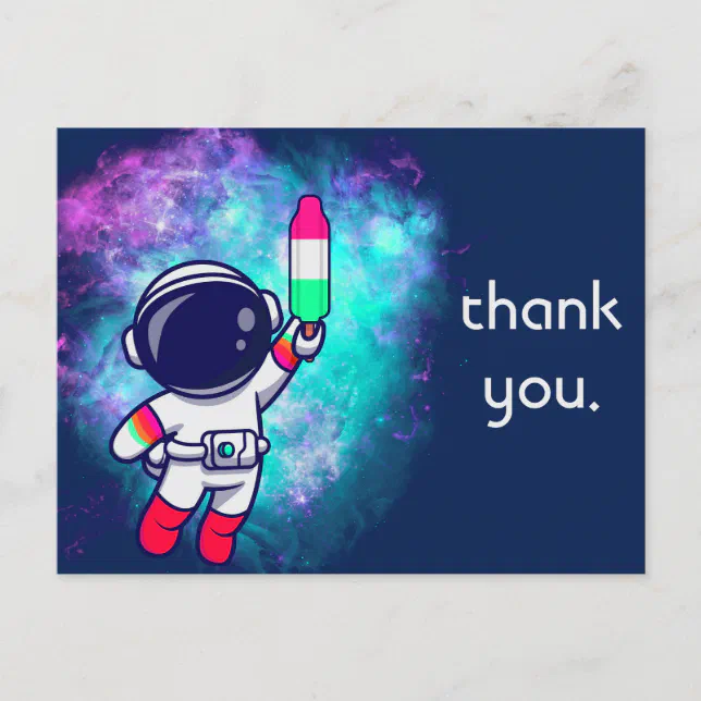 Thank you Space Birthday Party, Retro Astronaut Postcard | Zazzle