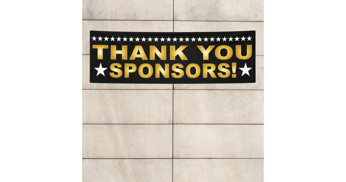 Thank You Sponsors Gold and Black Banner | Zazzle