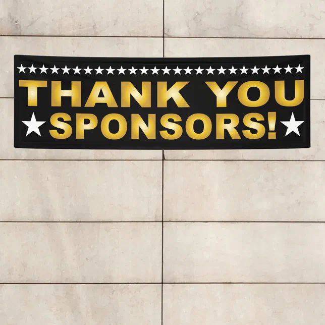 Thank You Sponsors Gold and Black Banner | Zazzle