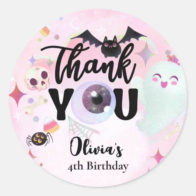 Thank you spooky classic round sticker | Zazzle