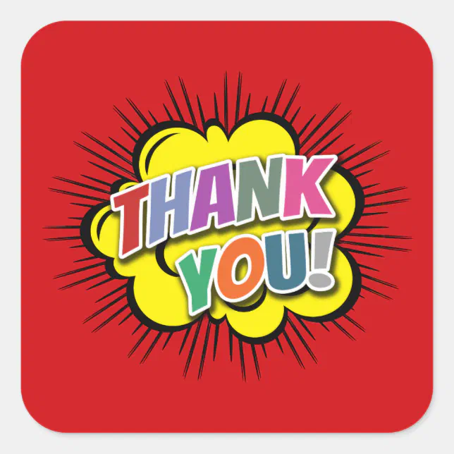 Thank You Square Sticker | Zazzle