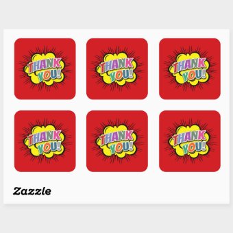 Thank You Square Sticker | Zazzle
