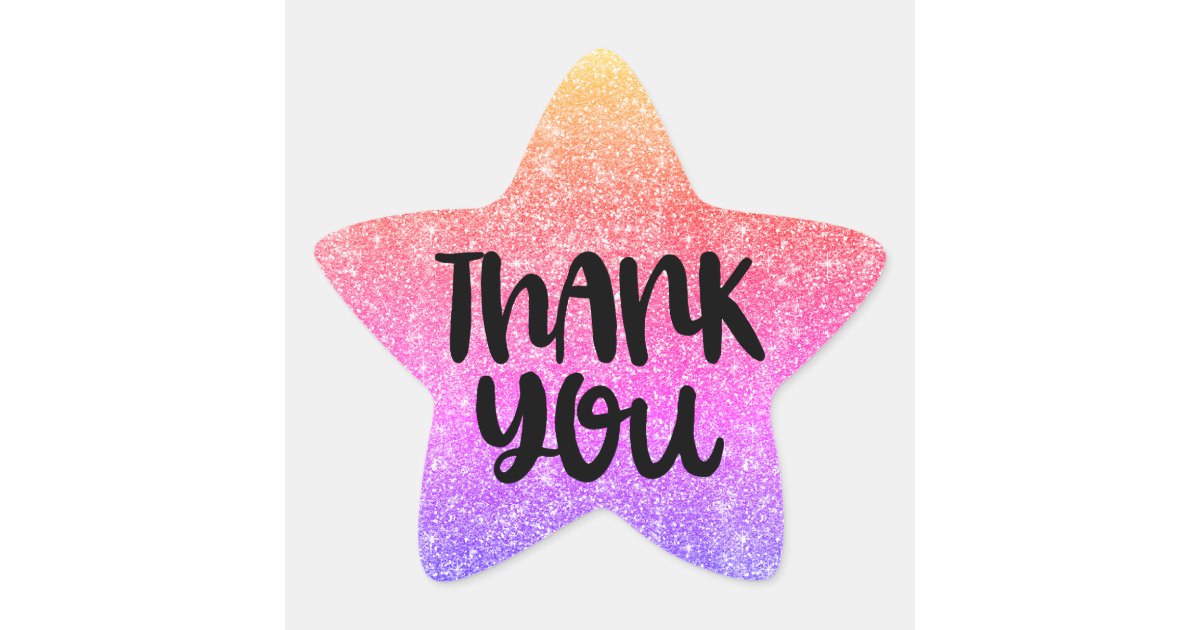 Thank you star glitter pastel sticker | Zazzle