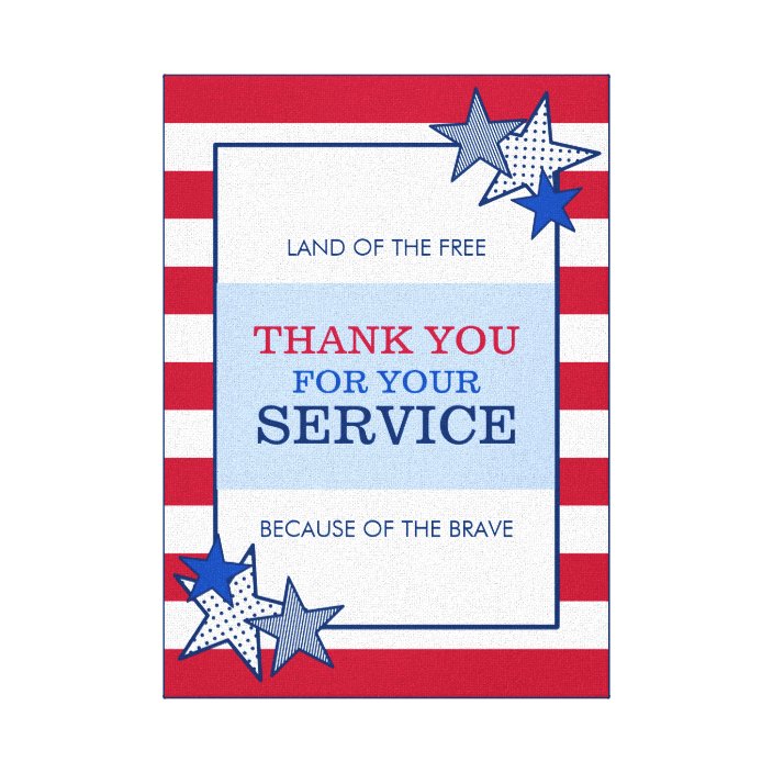 Thank You Stars Stripes Patriotic Veteran Service Canvas Print | Zazzle.com