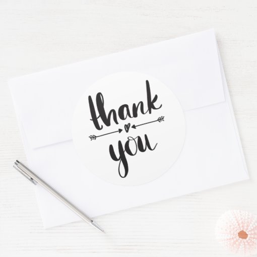 Thank you sticker Hand lettered | Zazzle
