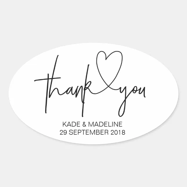 Thank You Stickers Black and White | Zazzle