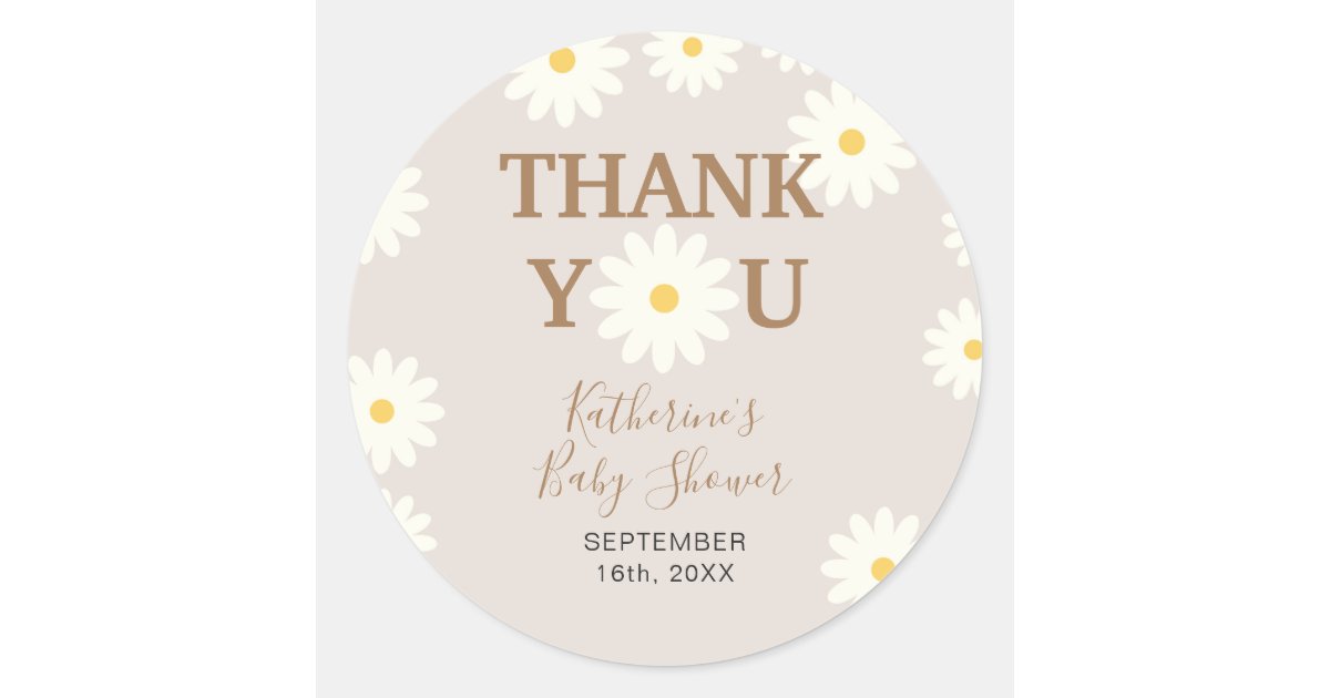 Thank You Stickers Bohemian Daisy Floral | Zazzle