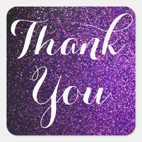 thank you stickers purple glitter | Zazzle.com