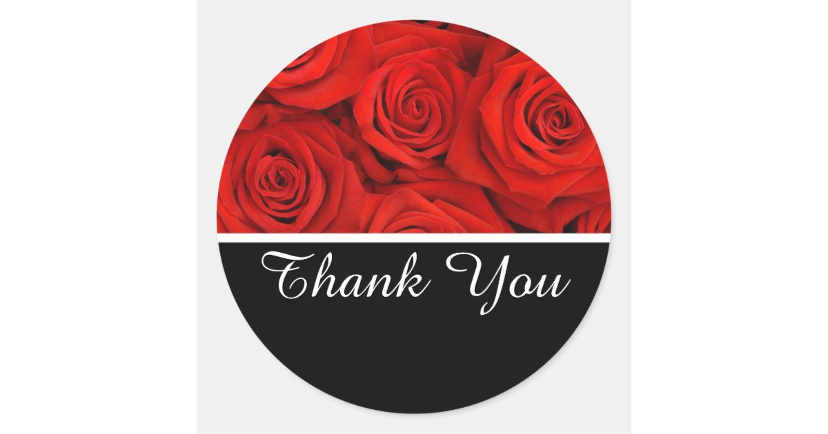 Thank You Stickers- Red Roses Classic Round Sticker | Zazzle