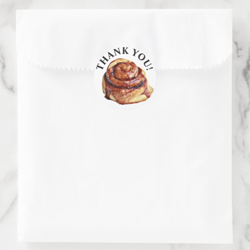 Thank You Sticky Bun Cinnamon Roll Stickers | Zazzle