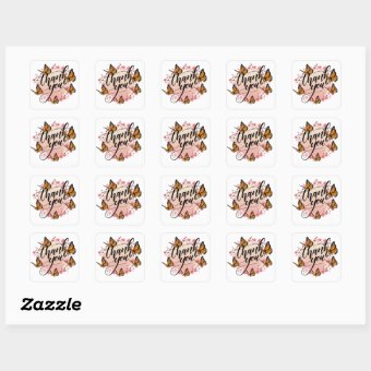 thank you stiker square sticker | Zazzle