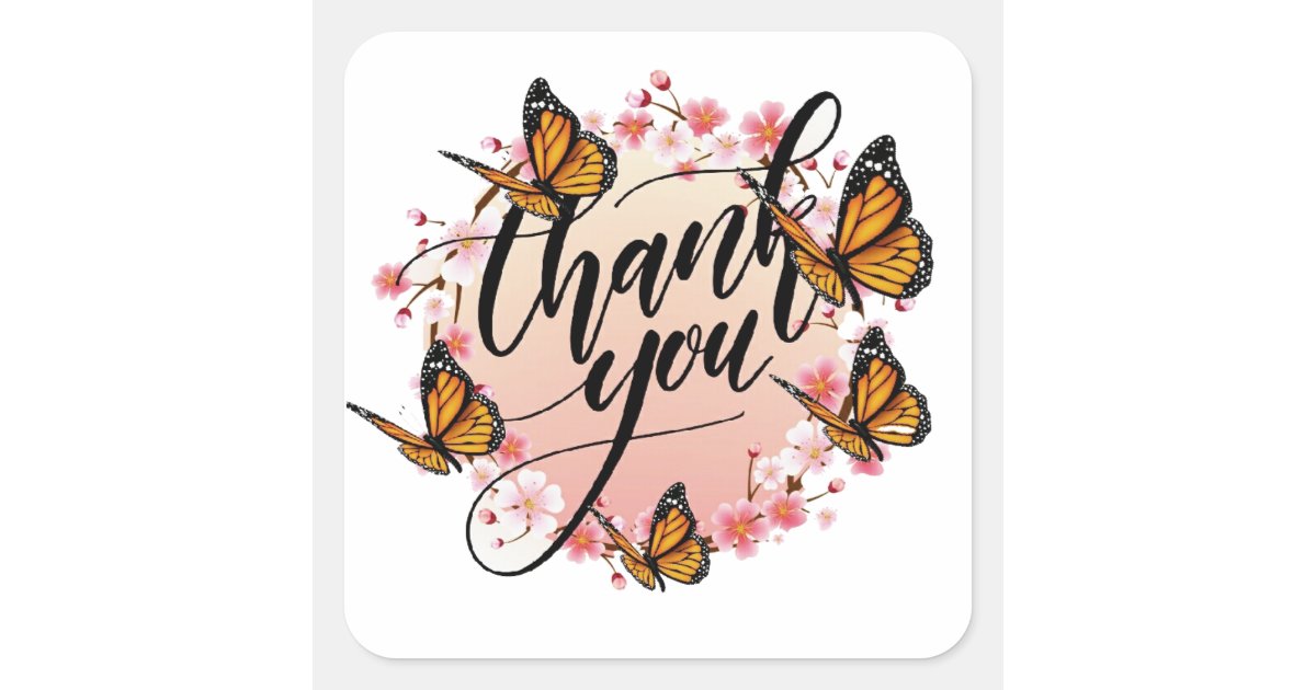 thank you stiker square sticker | Zazzle