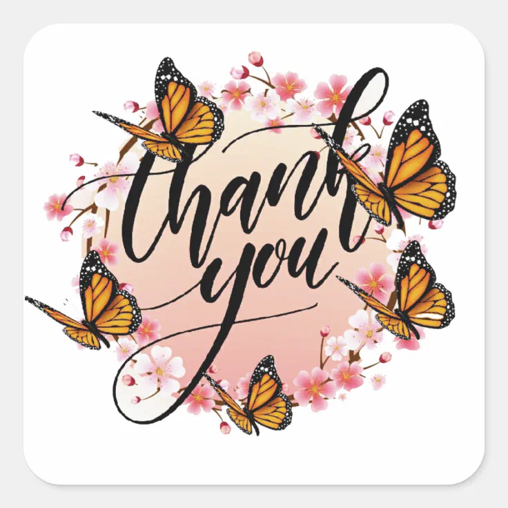 thank you stiker square sticker | Zazzle