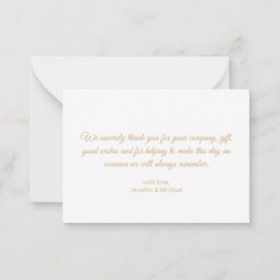 thank you stylish gold handwriting wedding photo note card | Zazzle