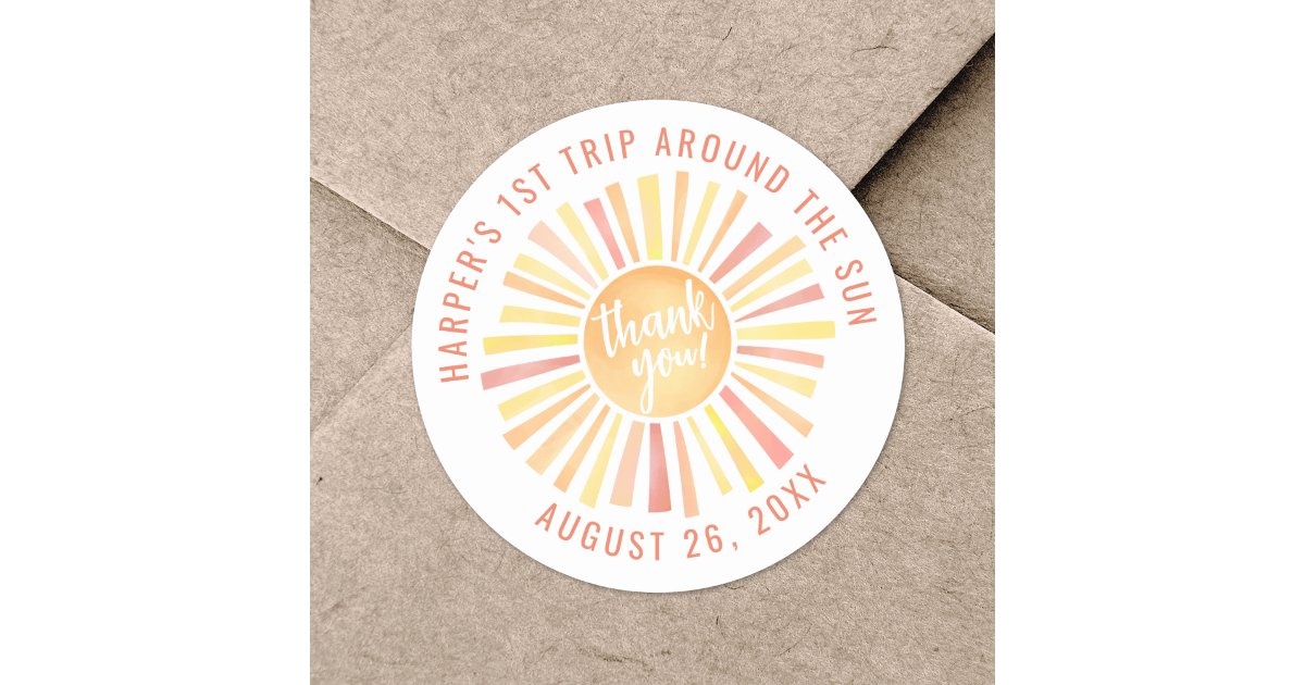 Thank You Sun Classic Round Sticker | Zazzle