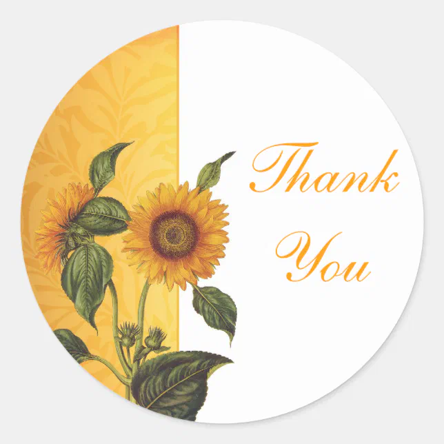 thank you sunflower stickers | Zazzle