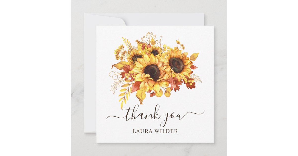 Thank You Sunflowers Script | Zazzle