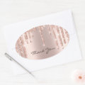 Thank You Sweet 16th Pink Rose Gold Spark Glam Oval Sticker | Zazzle