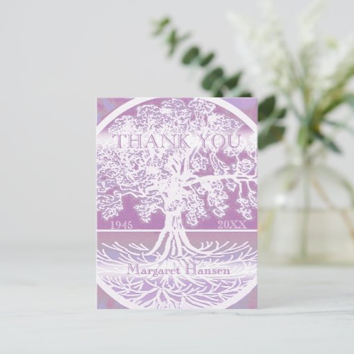 Thank You | Sympathy | Tree of Life Pink Postcard | Zazzle