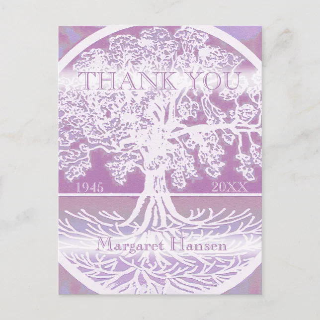 Thank You | Sympathy | Tree of Life Pink Postcard | Zazzle