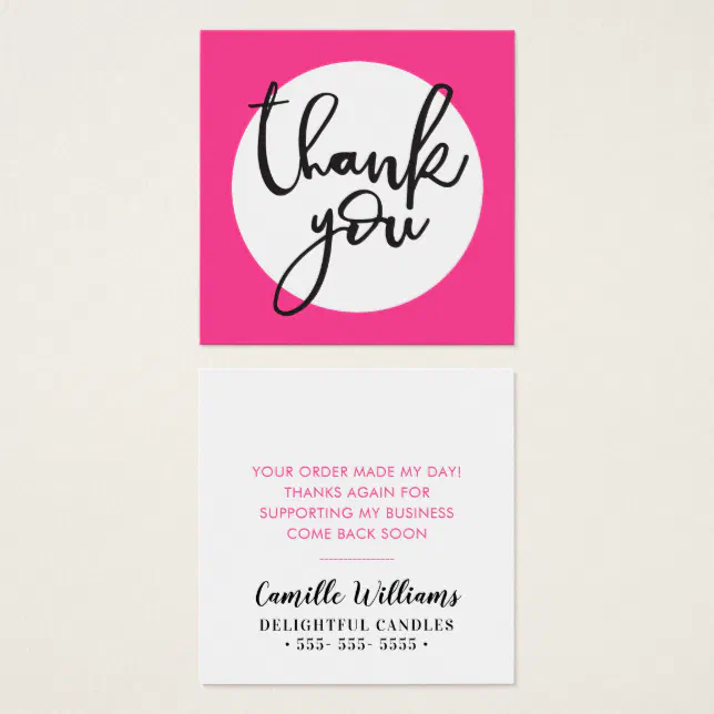 THANK YOU TAG hand lettering simple bold spot pink | Zazzle