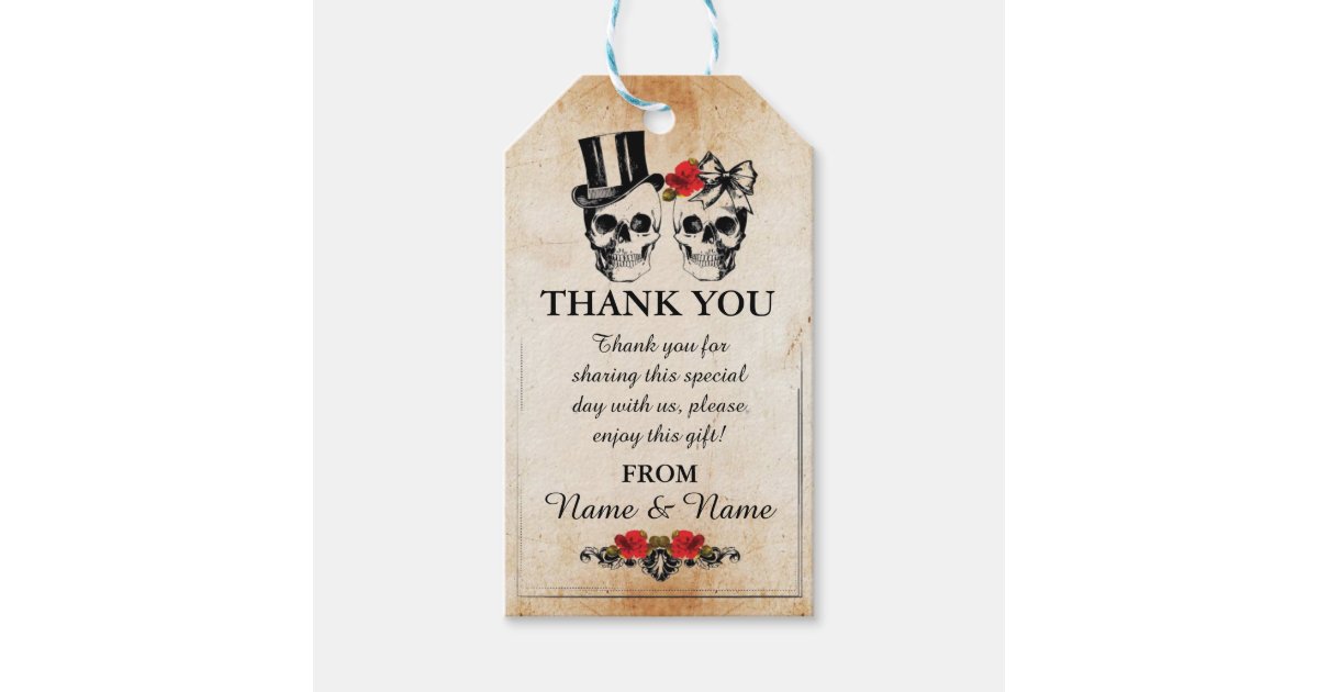 Thank you Tag Rustic Skulls Favor Tags Wedding | Zazzle