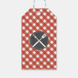 Thank You Tags Wedding Red Gingham BBQ Chalk | Zazzle