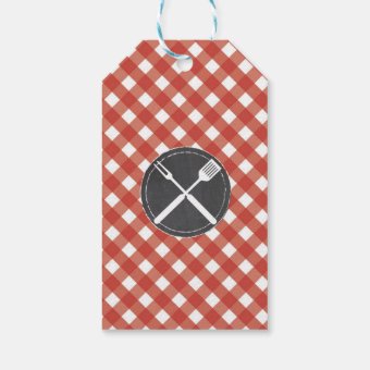 Thank You Tags Wedding Red Gingham BBQ Chalk | Zazzle