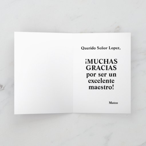 Thank you Teacher Card in Spanish, Graduation card | Zazzle