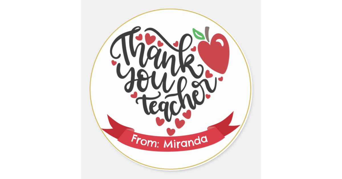 Thank You Teacher Personalized Teacher Gift Wrap Classic Round Sticker ...