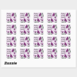 Thank You Teacher Purple Flower Appreciation Square Sticker | Zazzle