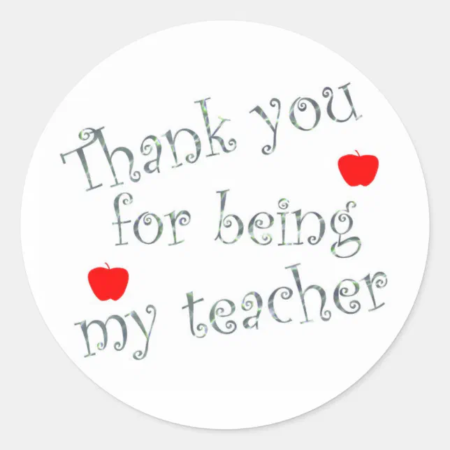 Thank You Teacher Red Apple Appreciation Classic Round Sticker | Zazzle
