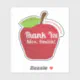 Thank You Teacher Red Apple Personalized Sticker | Zazzle