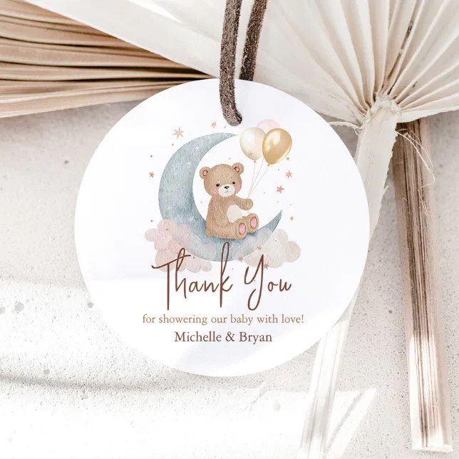 Thank You Teddy Bear Baby Shower Favor Tags | Zazzle