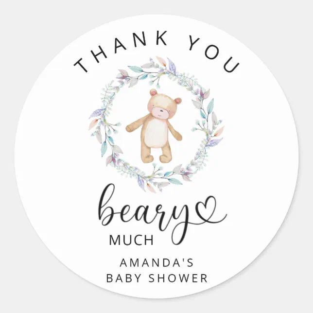 Thank you teddy beary much classic round sticker | Zazzle