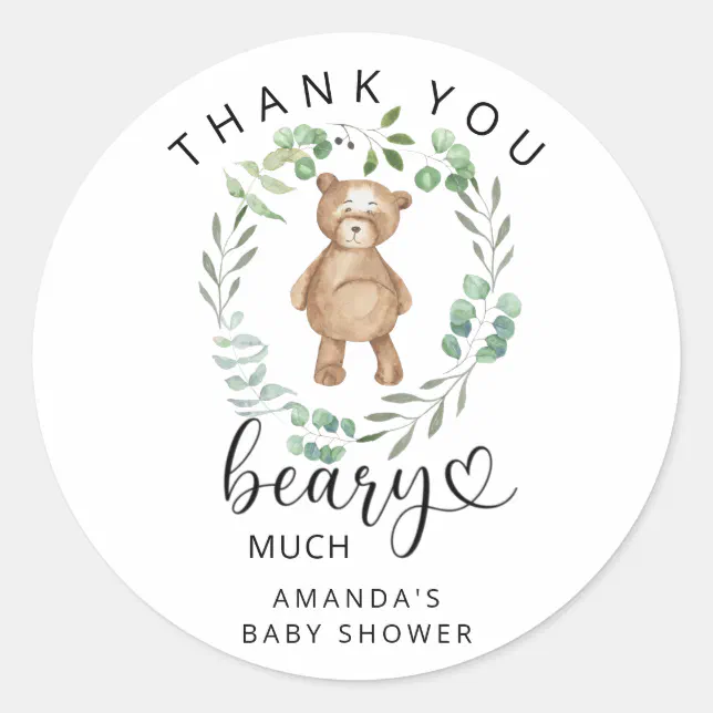 Thank you teddy beary much classic round sticker | Zazzle