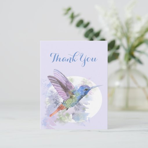 Thank you Thanks Watercolor Hummingbird Bird Postcard | Zazzle