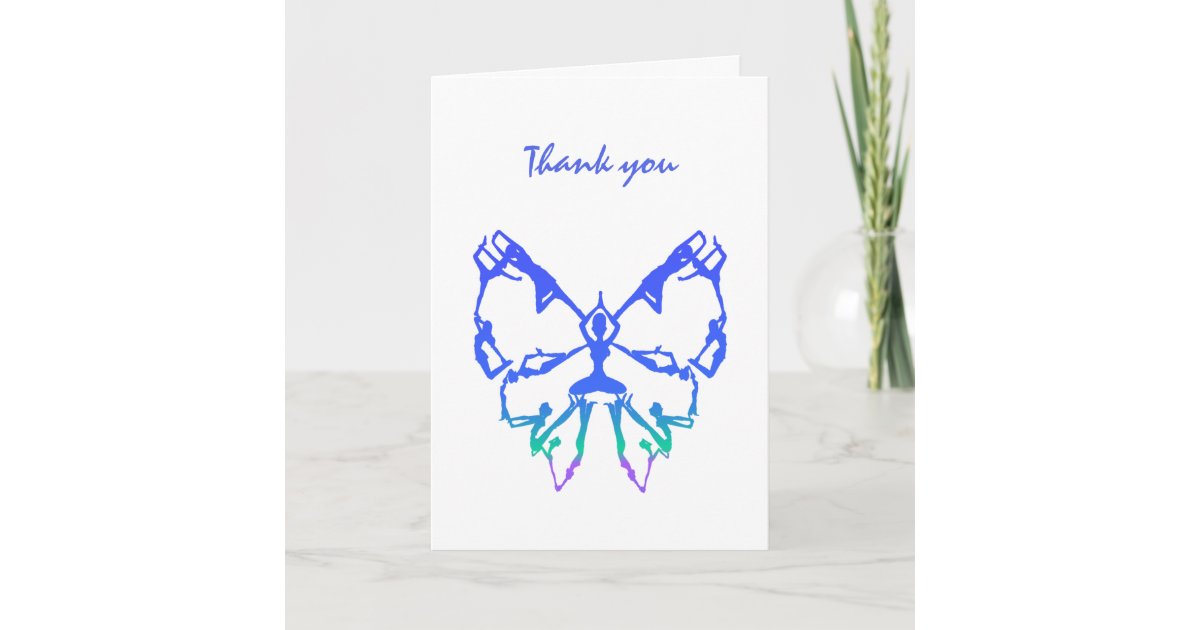 Thank you, Thanks, Yoga Poses Butterfly art Thank You Card | Zazzle.com