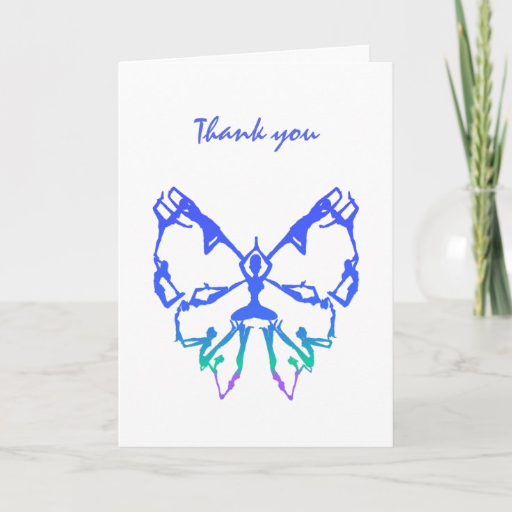 Thank you, Thanks, Yoga Poses Butterfly art Thank You Card | Zazzle
