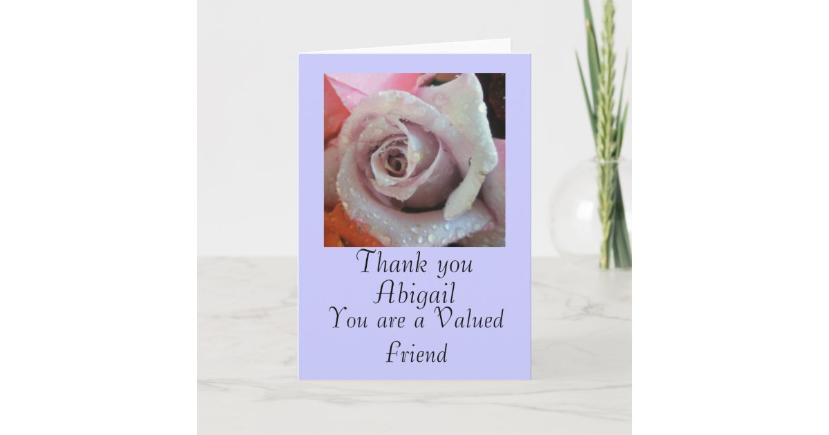 Thank you to a valued friend rose greeting card | Zazzle