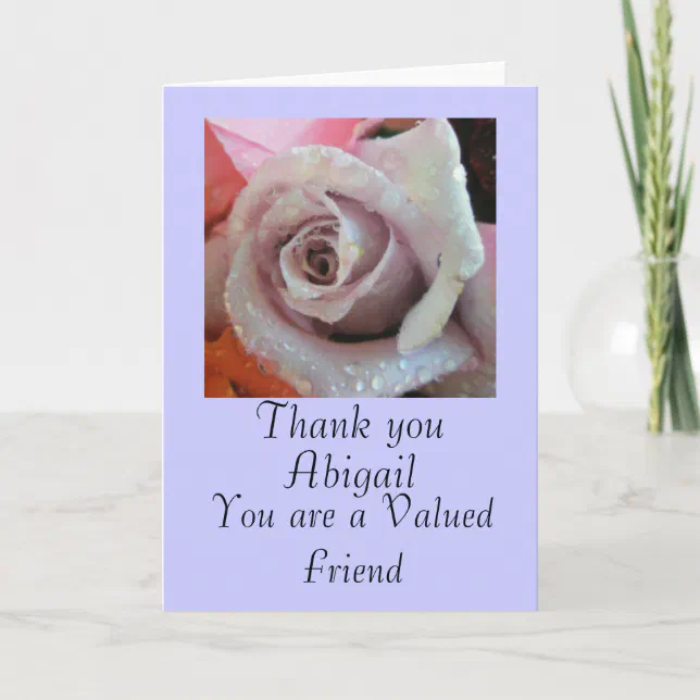Thank you to a valued friend rose greeting card | Zazzle