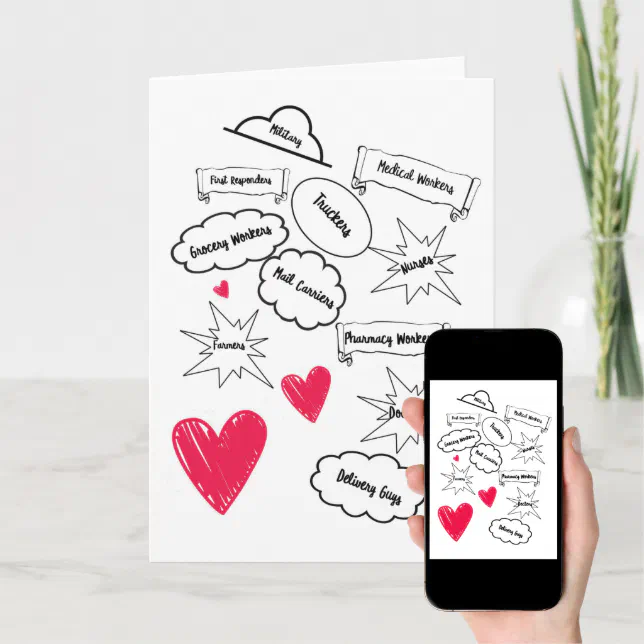 Thank You To Essential Workers Card | Zazzle