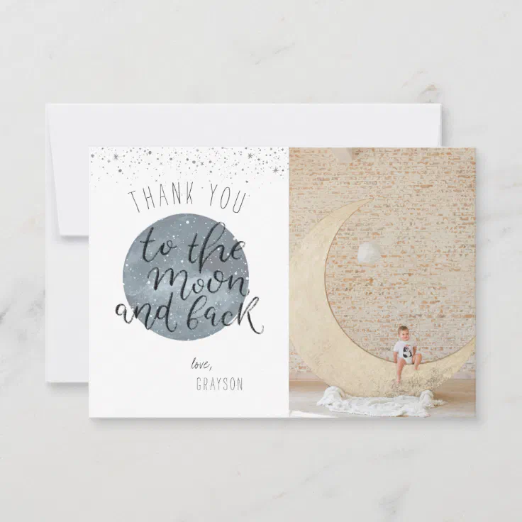 Thank You to the Moon and Back | Thank You Card | Zazzle