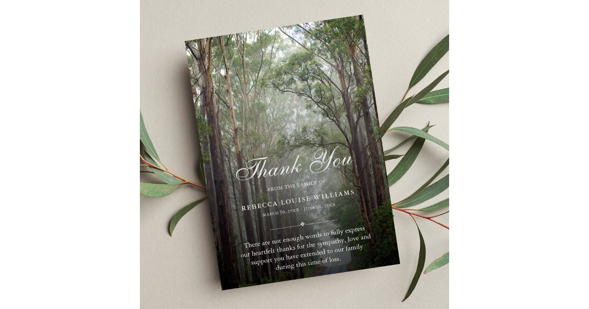 Thank You Trees Funeral Photo Sympathy Grief | Zazzle