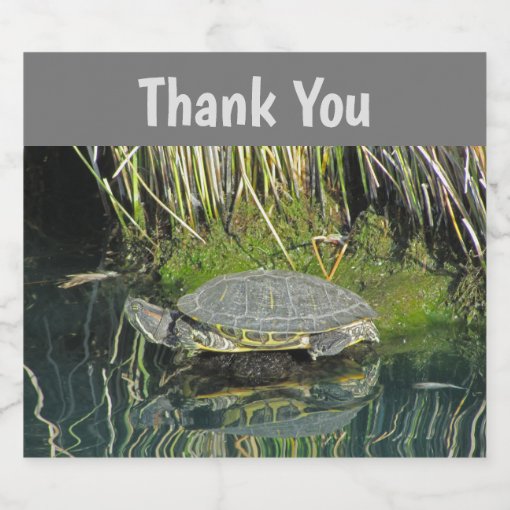 Thank You Turtle with Water Reflection Nature Beer Bottle Label | Zazzle