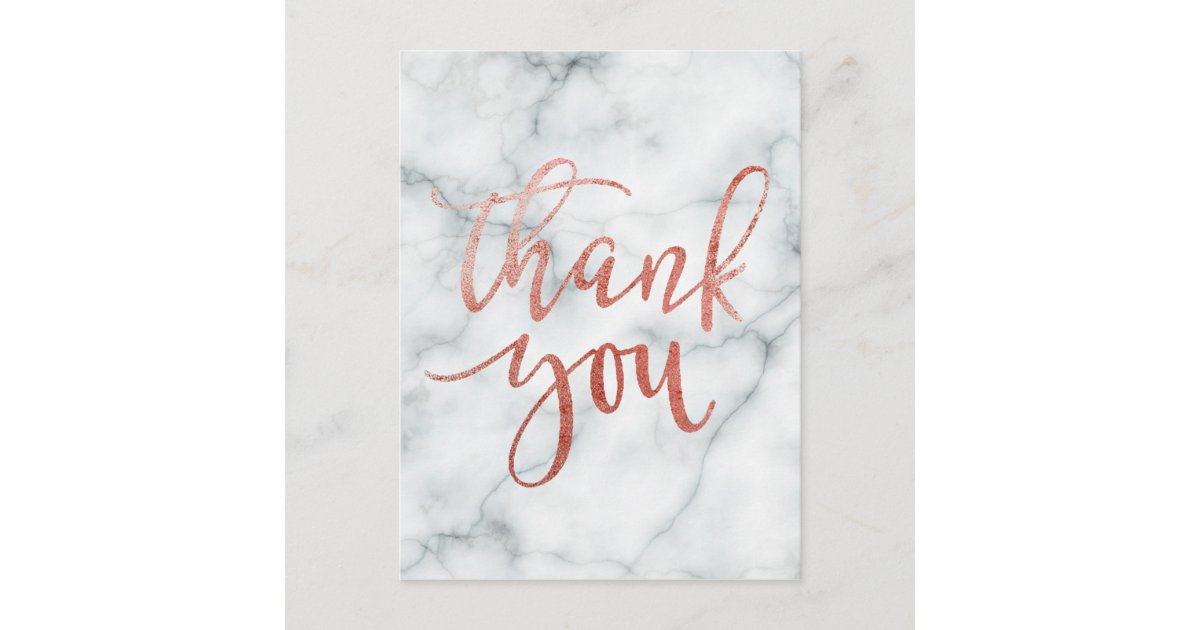thank you typography on marble postcard | Zazzle