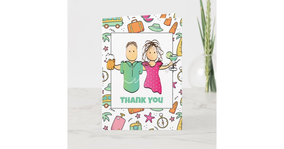 Thank You Vacation Destination Funny Cartoon Card | Zazzle