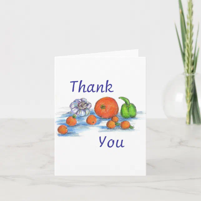 Thank You Vegetables Tomato Garlic Illustration | Zazzle