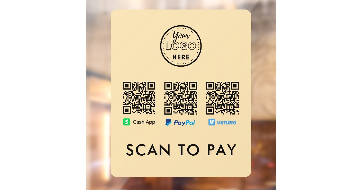 Thank you Venmo Paypal CashApp Scan to Pay Logo Window Cling | Zazzle